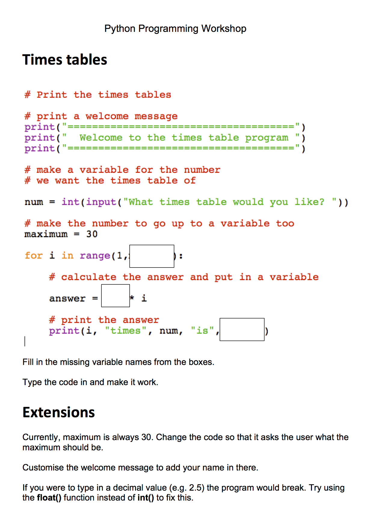Python Workshop